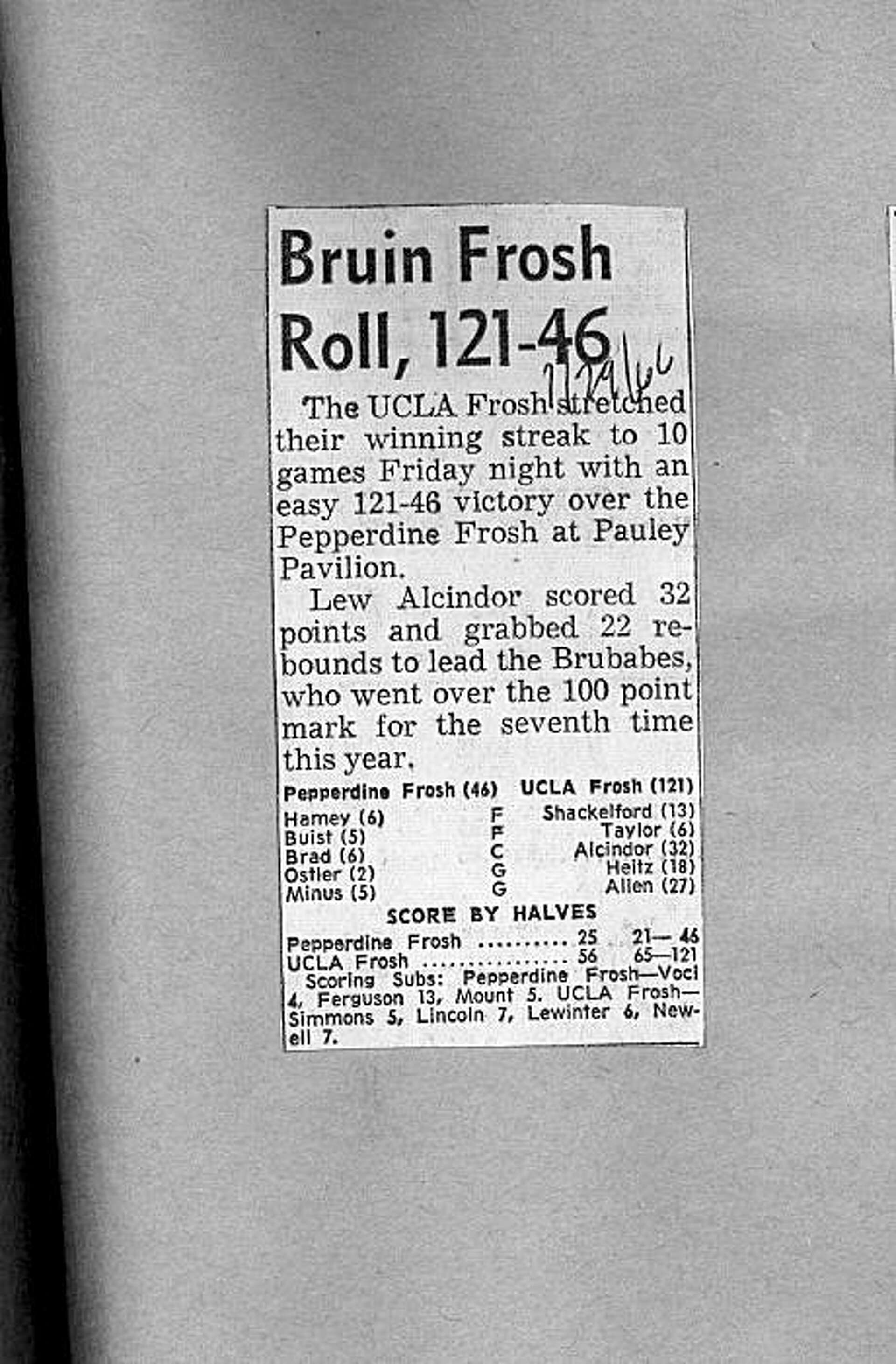 When Lew Alcindor defeated Scott Ostler at Pauley
