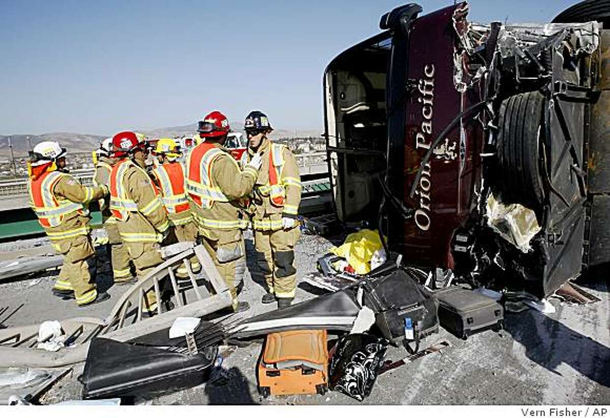 Soledad bus crash sends bodies over guardrail