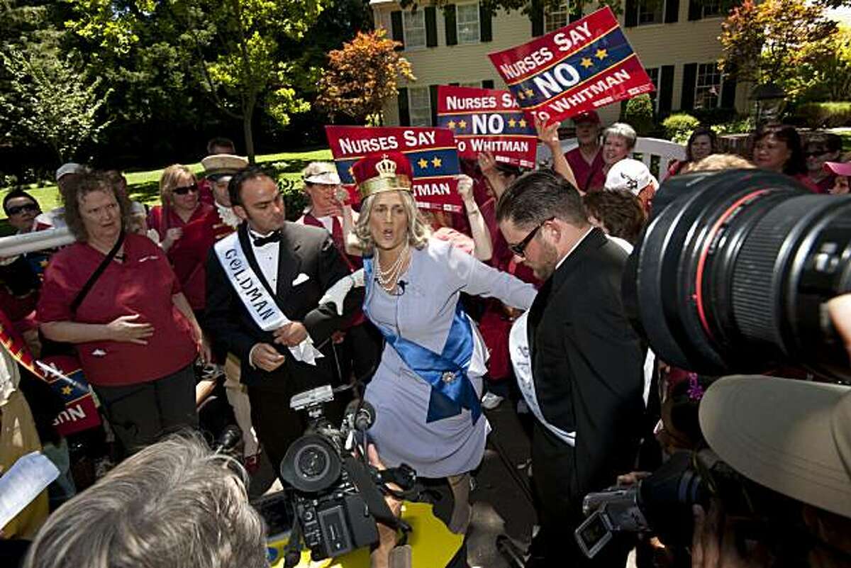 Nurses protest outside Whitman's home