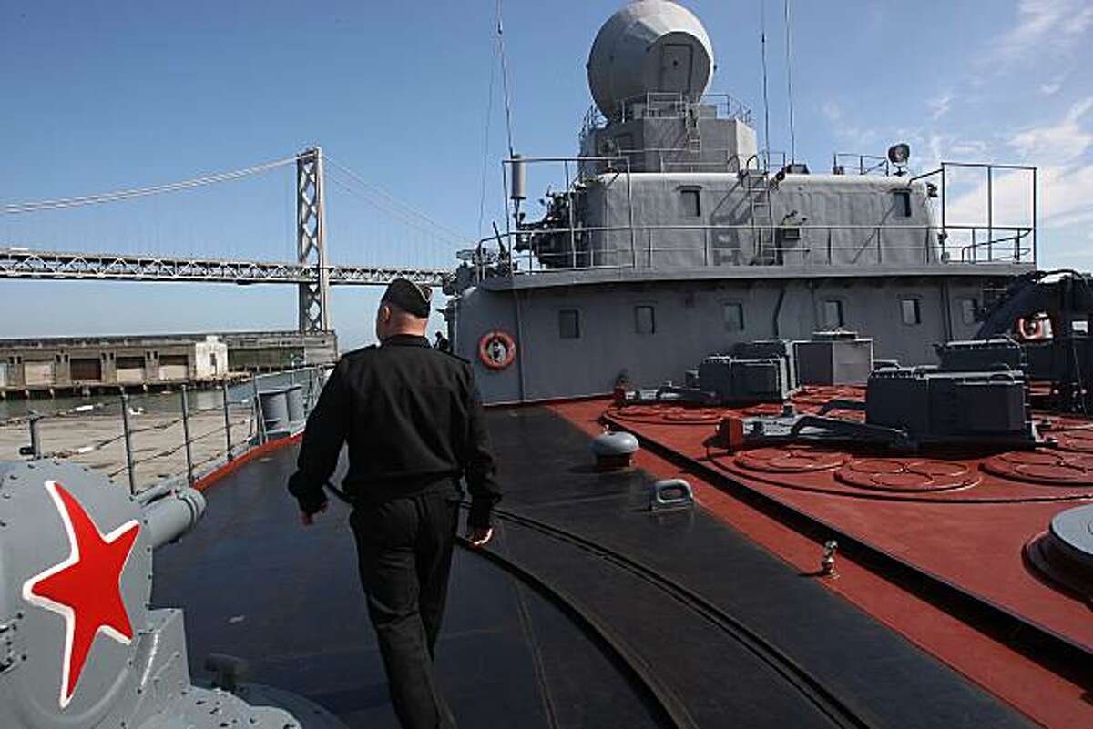 Russian warship makes rare S.F. appearance