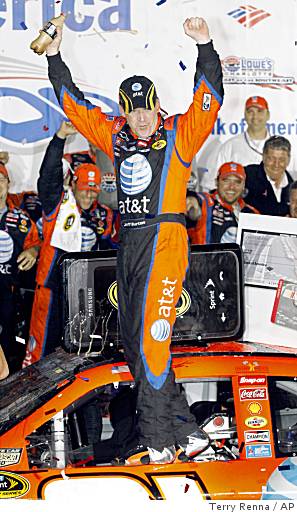 Burton's smart driving puts him in contention