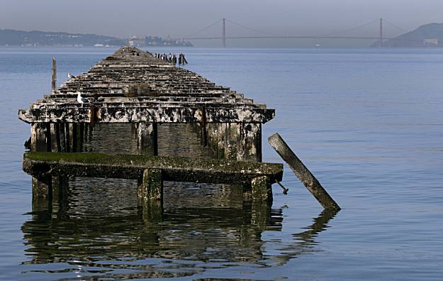 Berkeley Pier once led to ferry, now to fish
