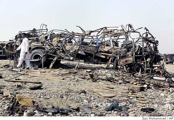 Bomb hurls Pakistan bus off bridge - 8 killed