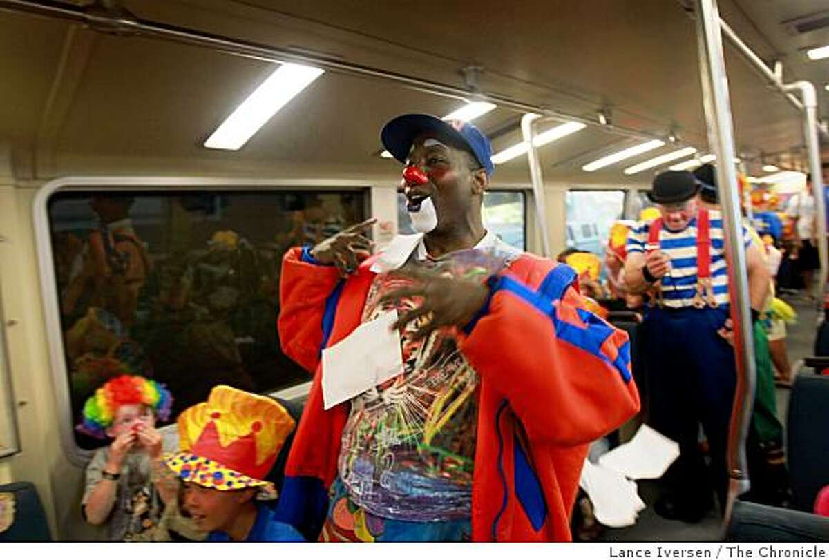 A clown car on a BART train
