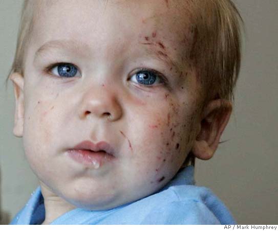 Raging storm tossed the baby boy like a rag doll