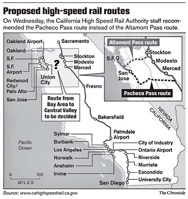 High Speed Rail Authority staff advises Pacheco Pass route to L.A.