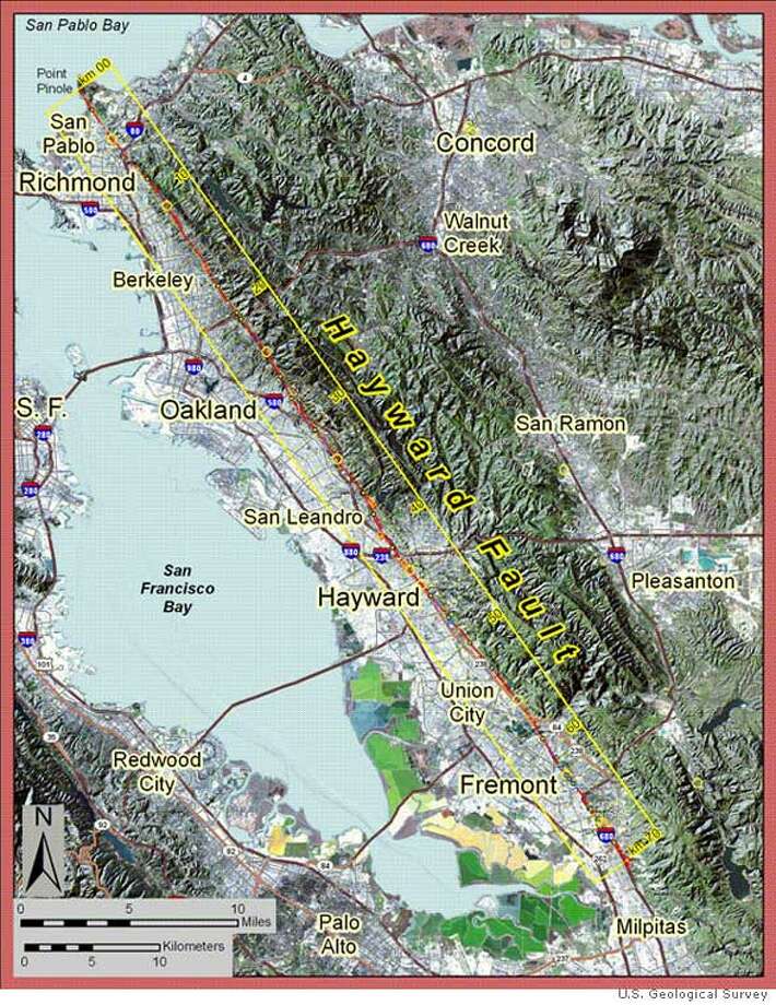 BAY AREA / Virtual overflight shows urban fault line / Geological data ...