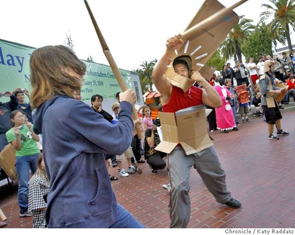 Cardboard tube fighters sock it to each other for bragging rights