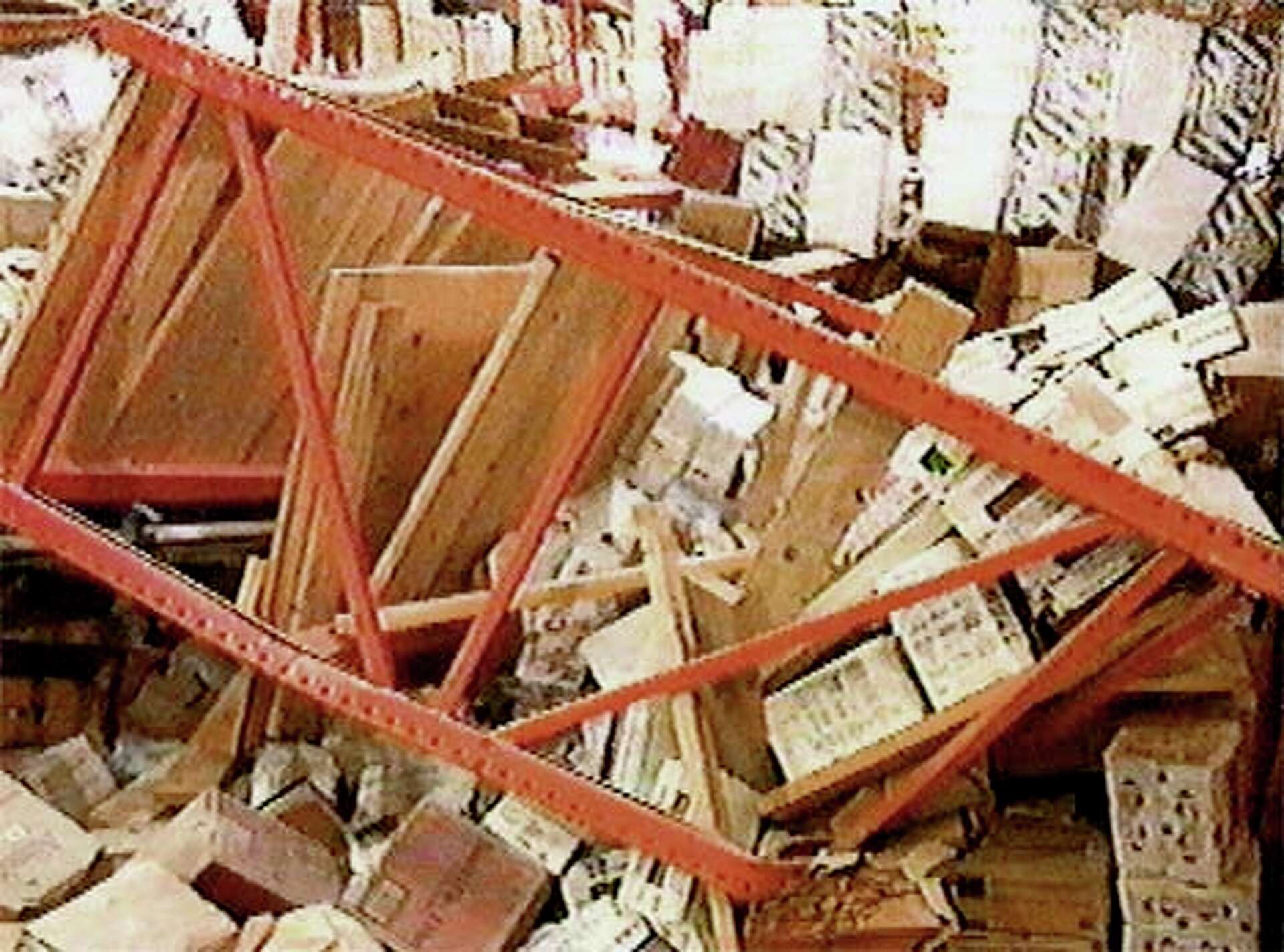 Danger From Above for Shoppers / Merchandise stacked high poses ...