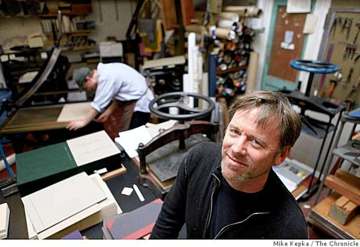 Bookbinder uses 19th century tools
