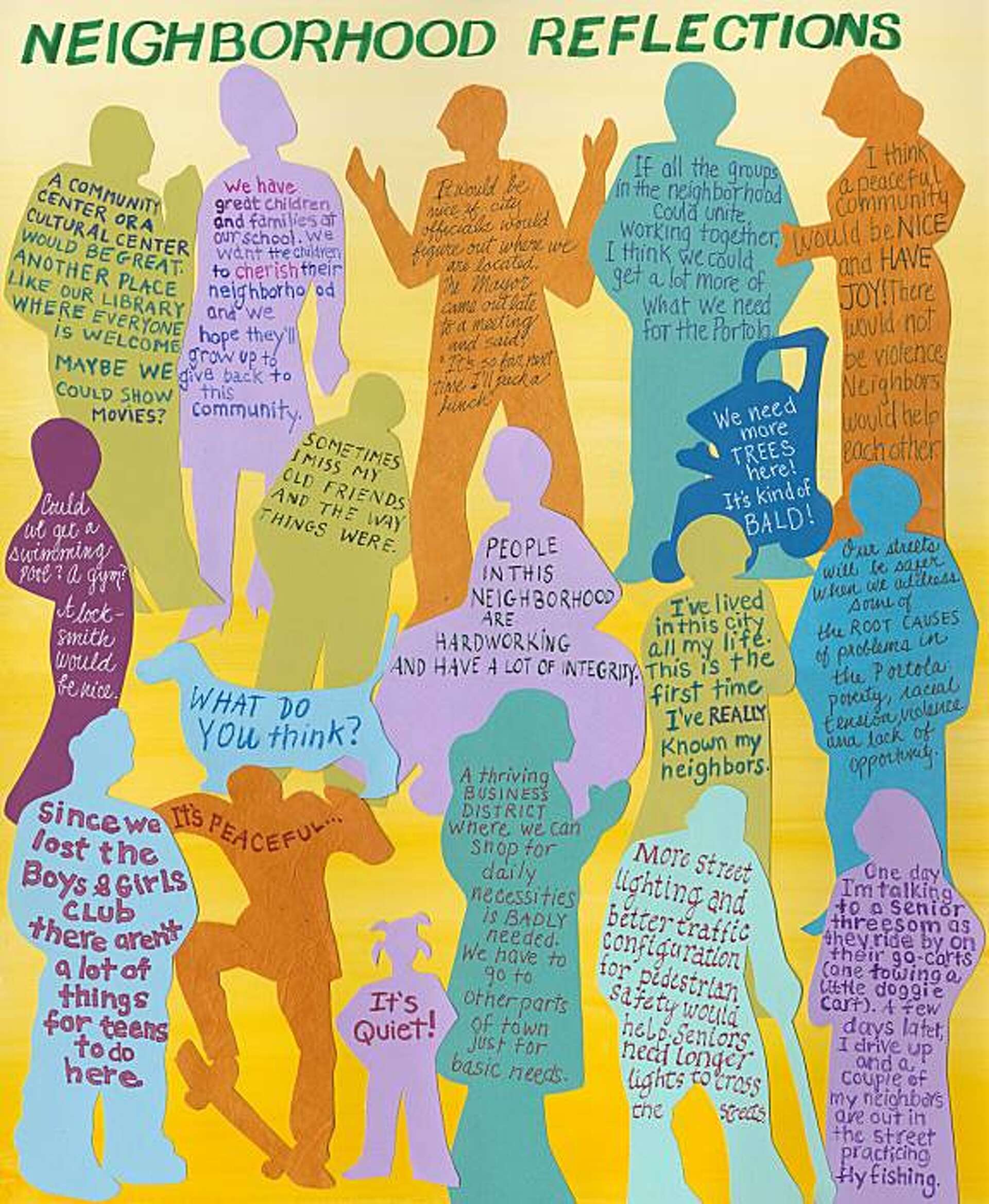 'Crossing the Street' artwork of Portola district