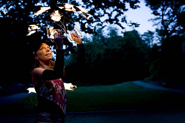 Firefighter's daughter dances with fire