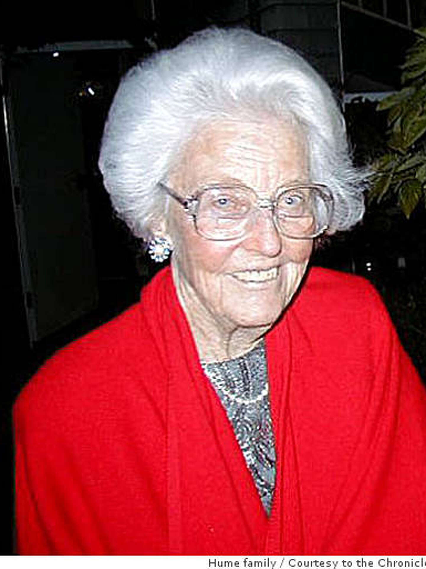 Caroline Howard Hume, S.F. philanthropist, dies