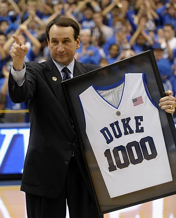 Duke makes coach winner in 1,000th game