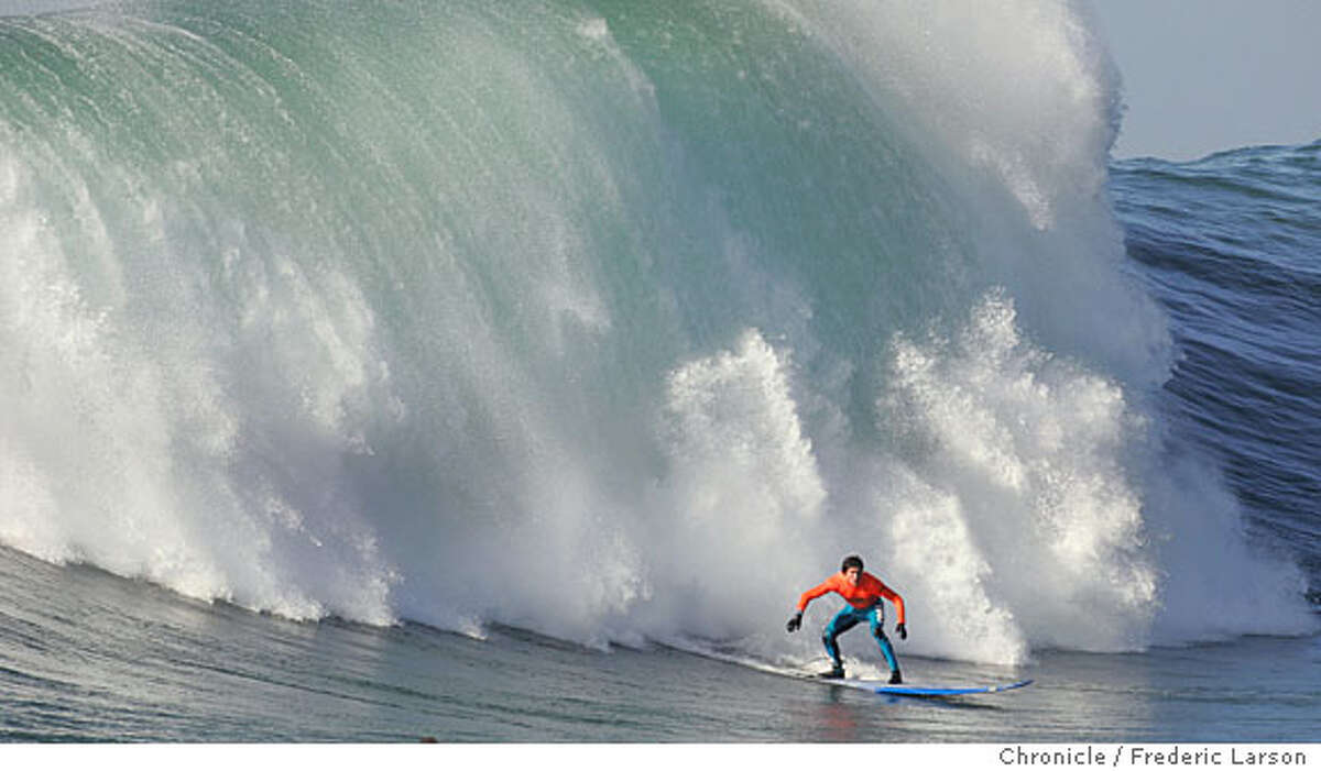 Surfers soar at Maverick's - fans cheer them on at beach, ballpark