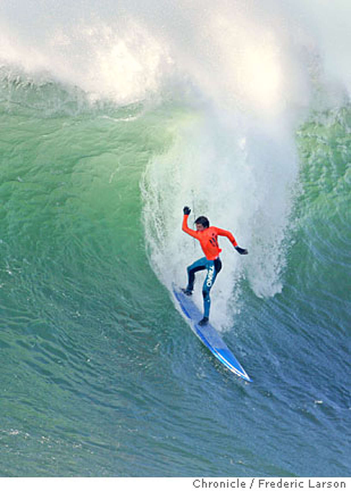 Surfers soar at Maverick's - fans cheer them on at beach, ballpark
