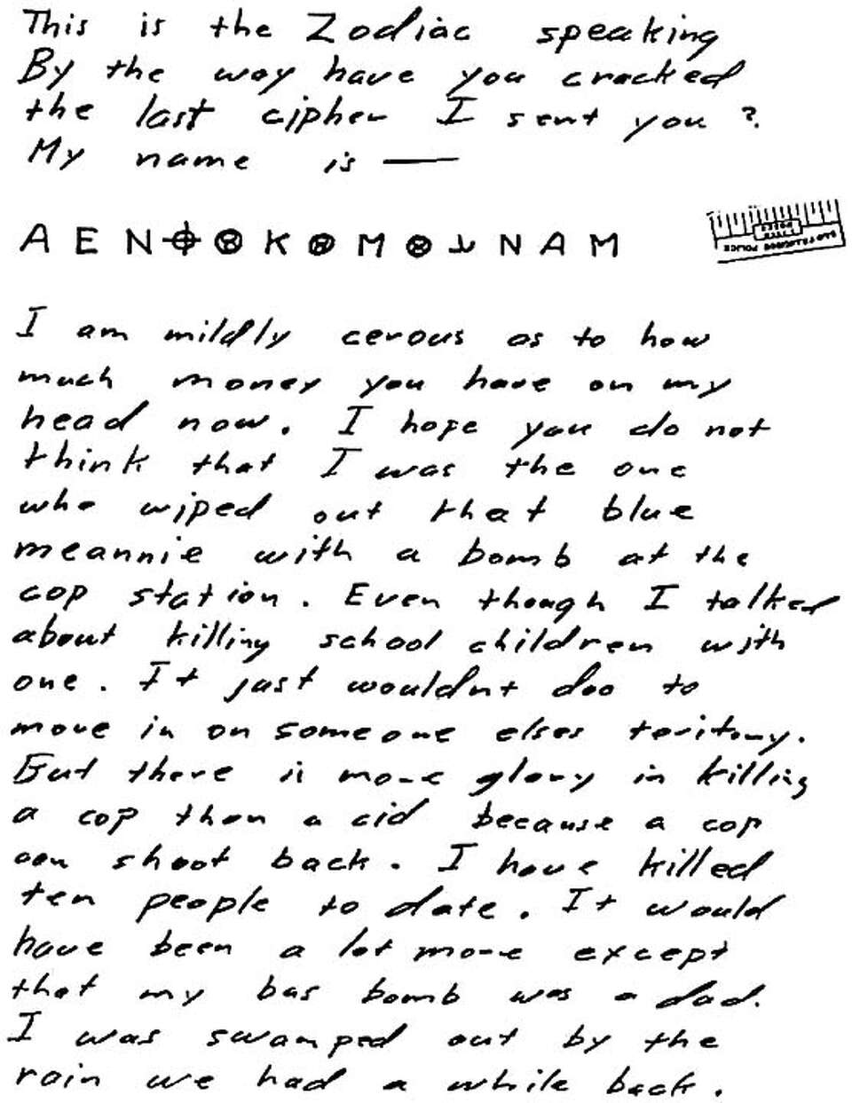 Zodiac Killer: The Letters