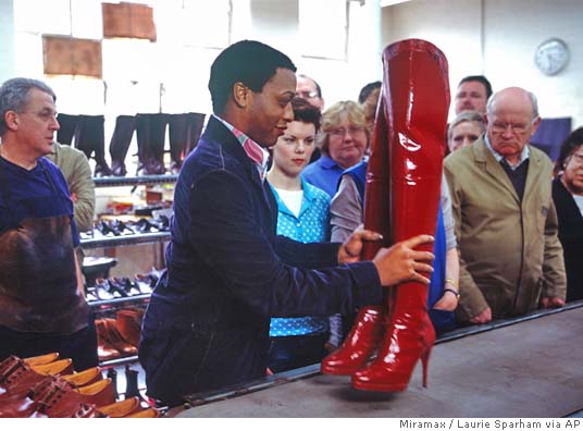 Singer saves shoe factory, one stiletto boot at a time