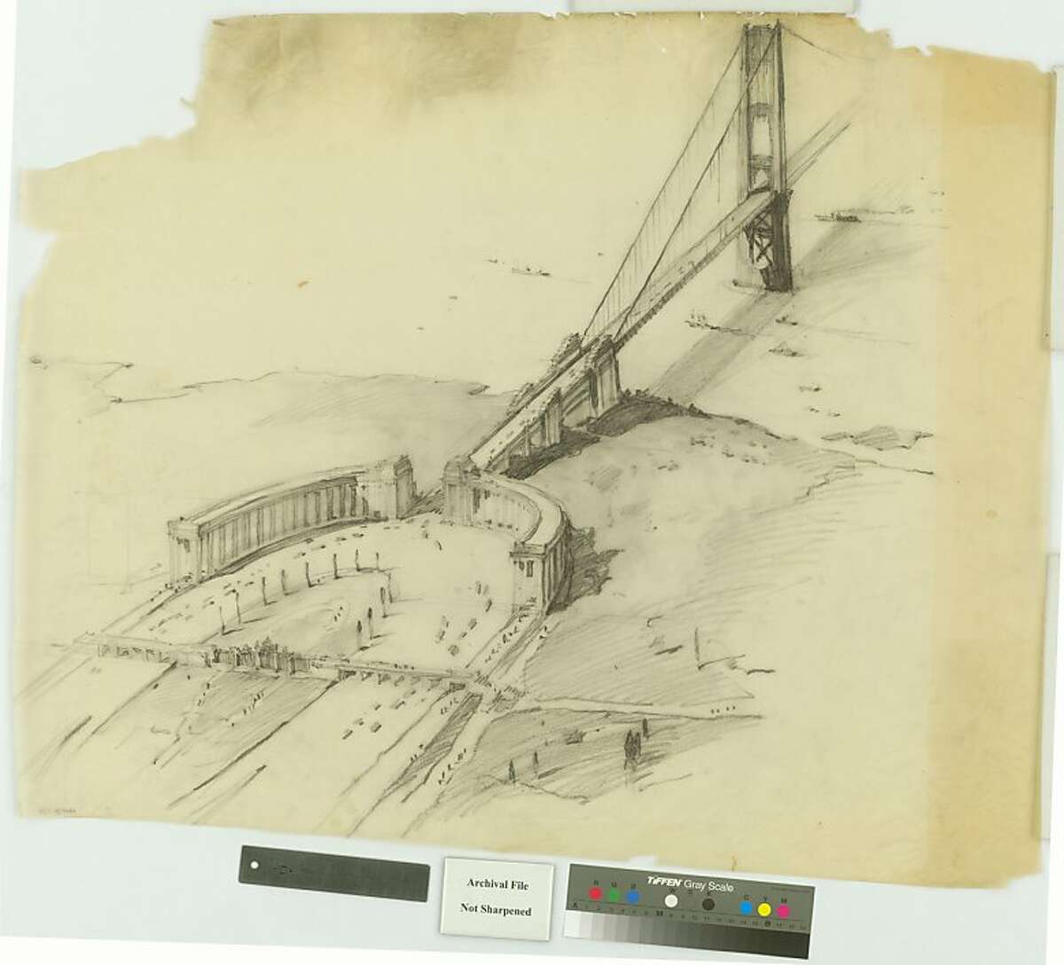 Early Golden Gate Bridge sketches' flight of fancy