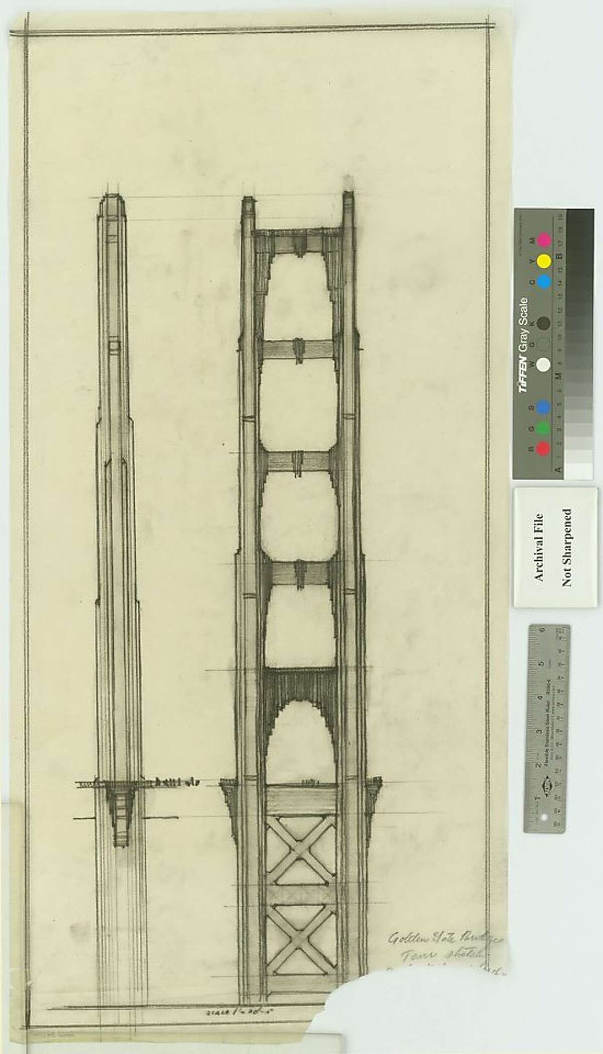 Early Golden Gate Bridge sketches' flight of fancy