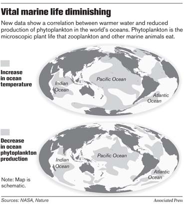 Ocean warming's effect on phytoplankton / NASA satellite data show how ...