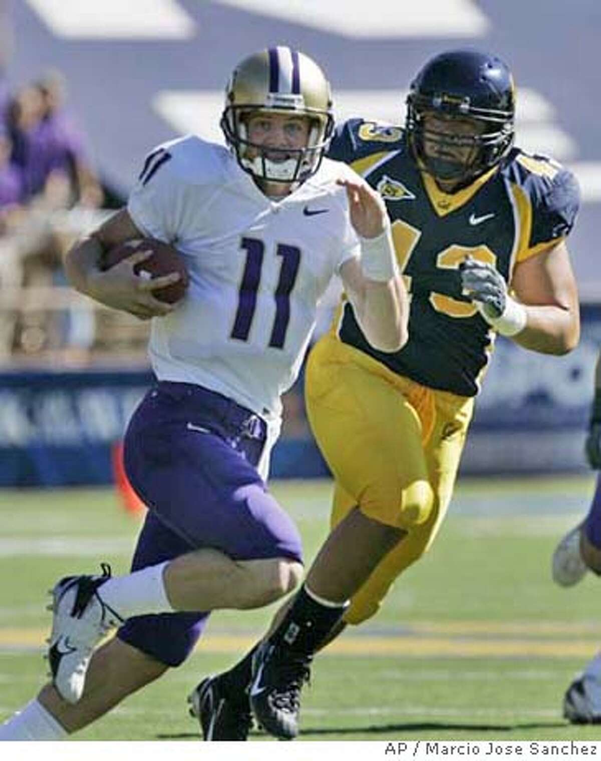 7 straight, barely / 2 big TDs by Lynch, Bishop's interception send Cal ...