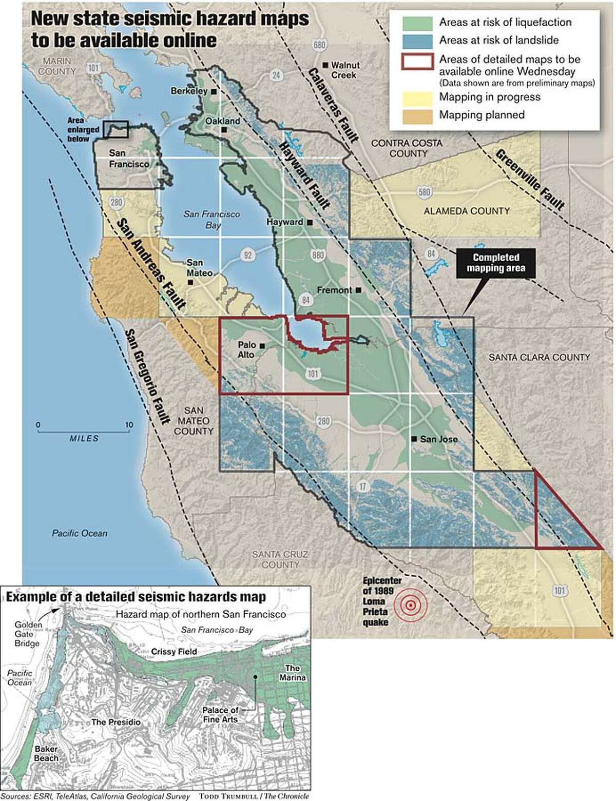 PLOTTING DANGER ZONES / Seismic survey: New maps zero in on Bay Area ...