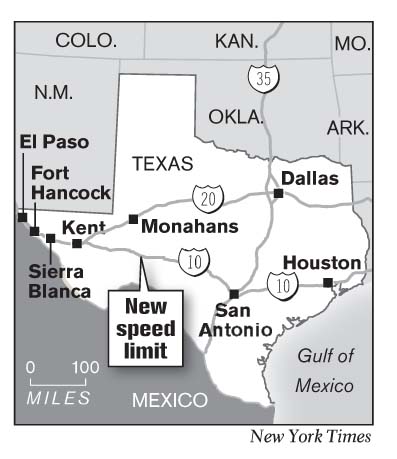 Speed demons' piece of heaven / New 80 mph speed limit on some Texas ...