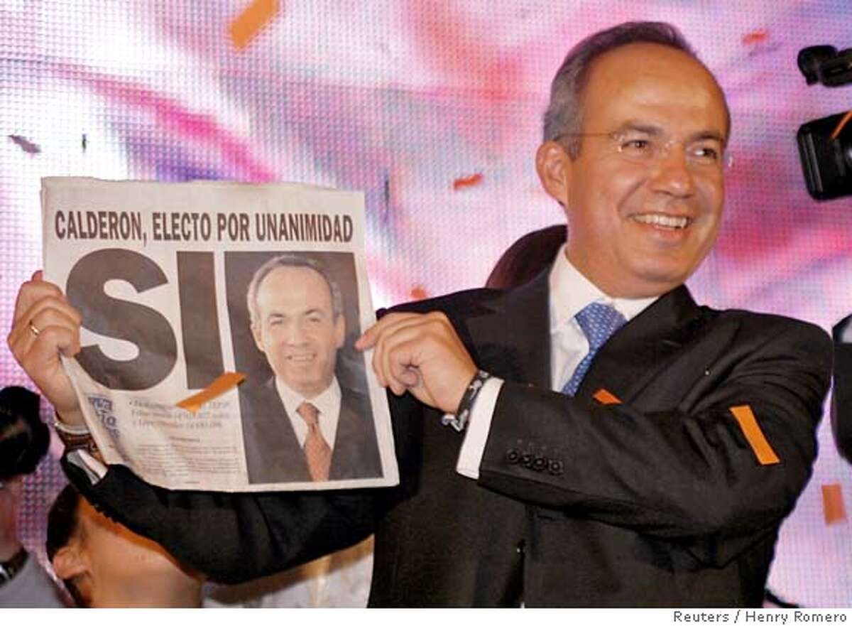 CHALLENGE FOR CALDERON / MEXICO'S ELECTION: Named president-elect, he ...