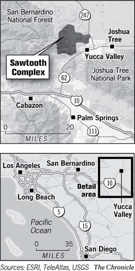 Fires hit state north and south / Near Joshua Tree National Park, the ...