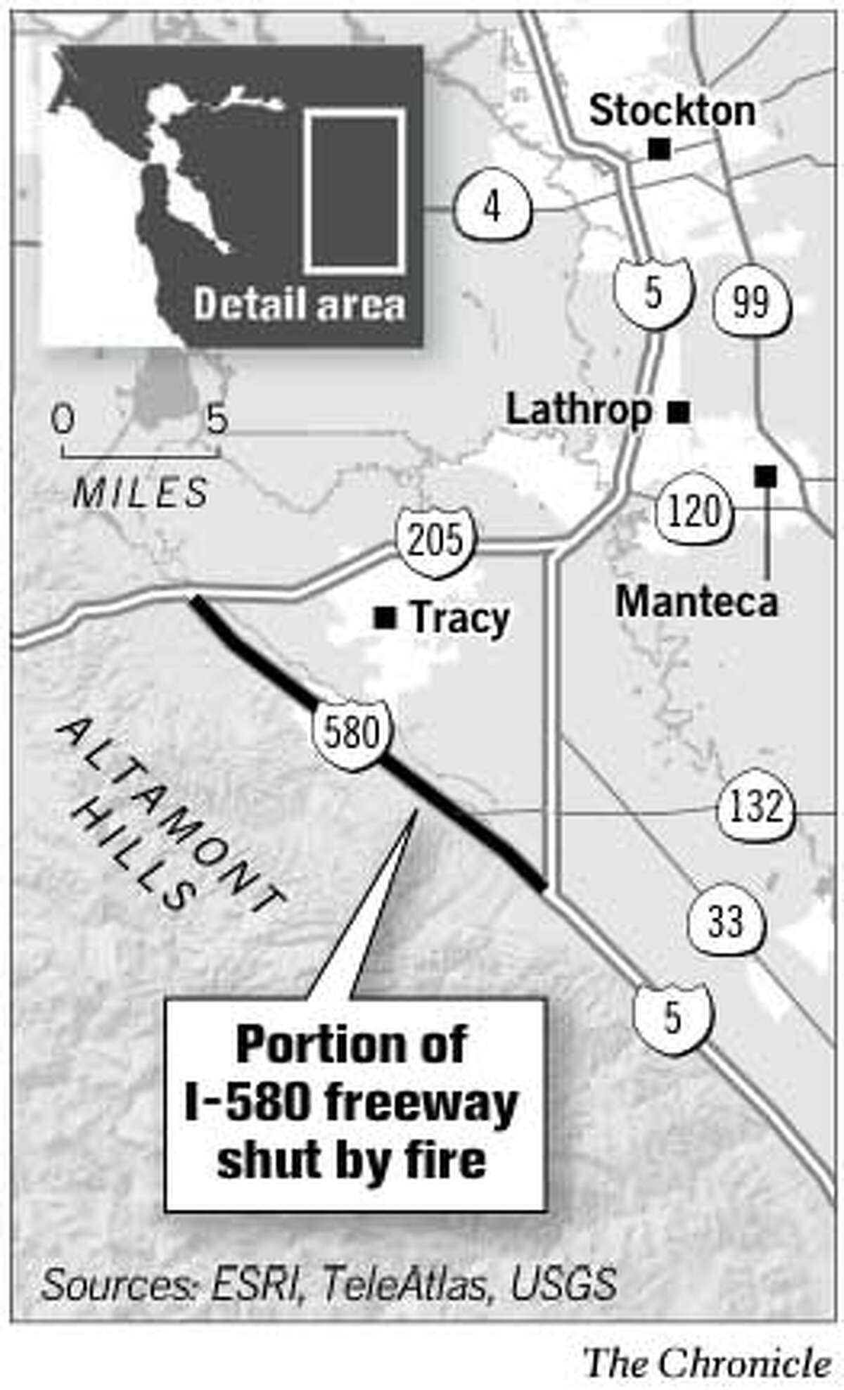 ALAMEDA COUNTY / Altamont fire shuts I-580 during afternoon commute ...