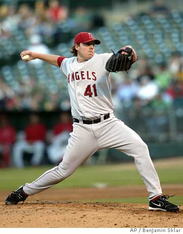 Lackey retires final 27 A's hitters / Angels pitcher gives up leadoff ...