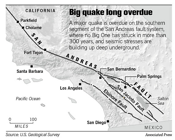 CALIFORNIA / Southern fault's last big quake was in 1690 -- tick, tick ...