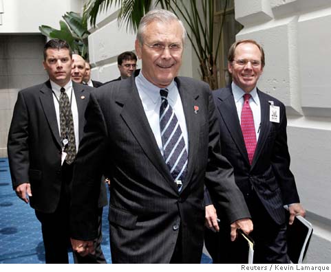 Rumsfeld's new line contradicted / Record disputes what he says now ...