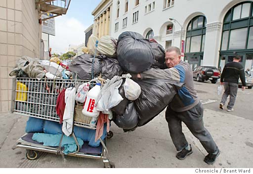 SHAME OF THE CITY / Homeless 'mascots' find niche in tony neighborhoods