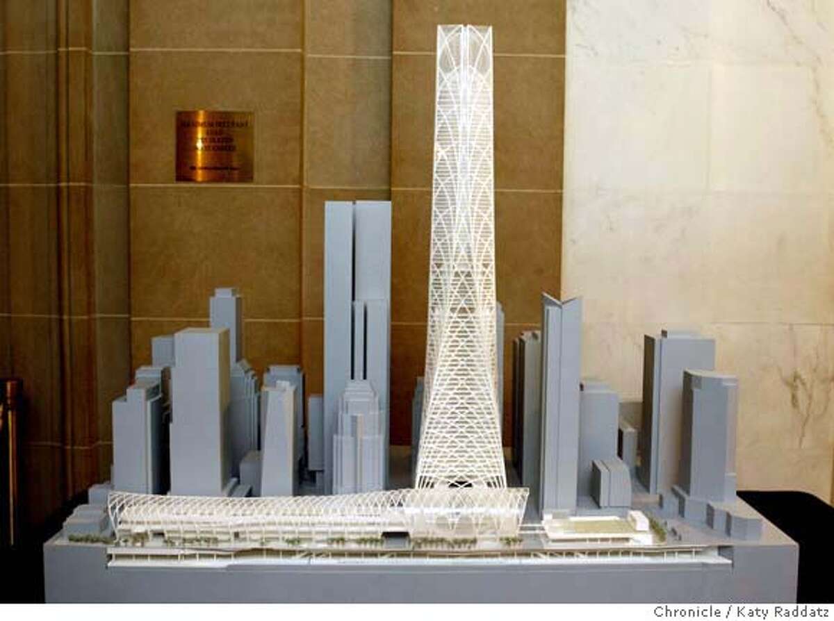 Visitors like to mix Transbay Terminal ideas / City Hall model display ...