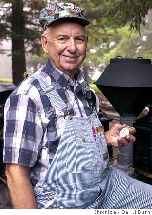 All Aboard / Engineer Jim takes his turn driving the Tilden train
