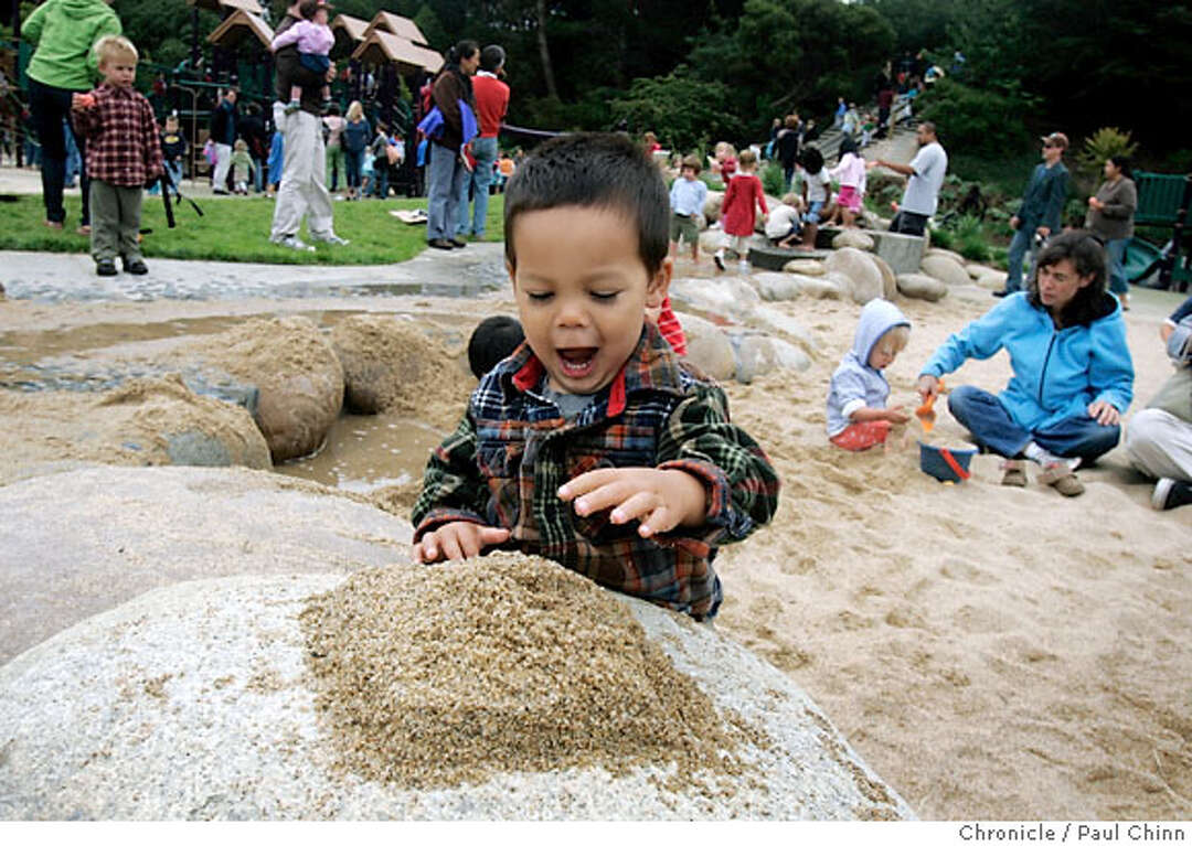 GOLDEN GATE PARK / Kids leap, slide, dig into remodeled playground