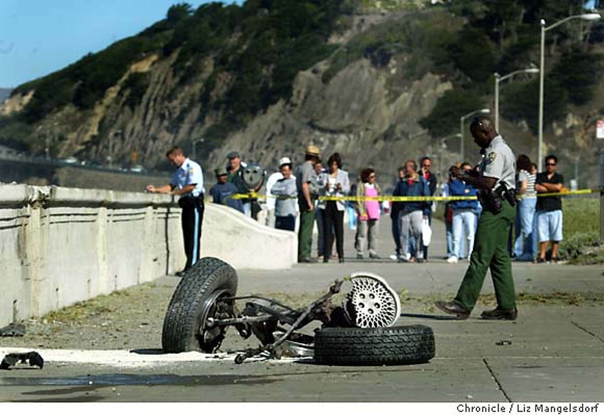 Bizarre crash at Ocean Beach -- car hurdles 4-foot seawall