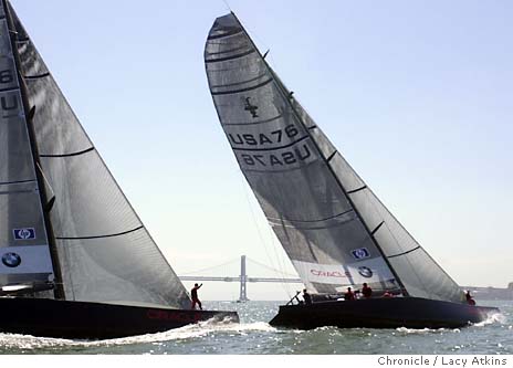 Ahoy there, Oracle / First-person view from deck of Ellison's yacht