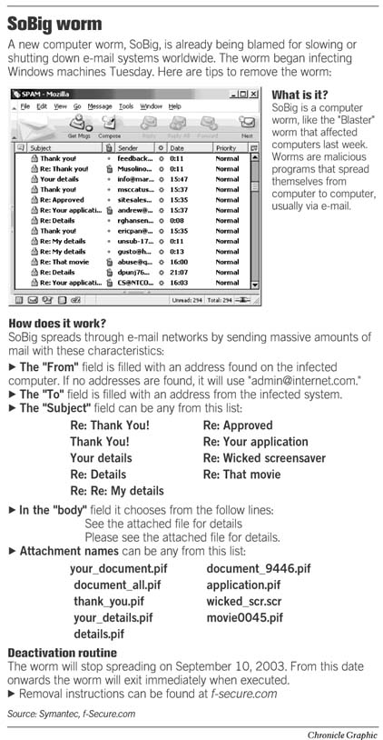 'SoBig' e-mail virus foiled / Worm was poised to spread new orders to ...