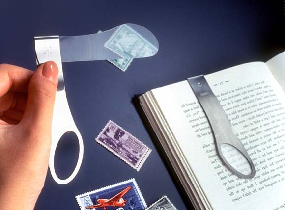 Bookmark doubles as magnifying glass