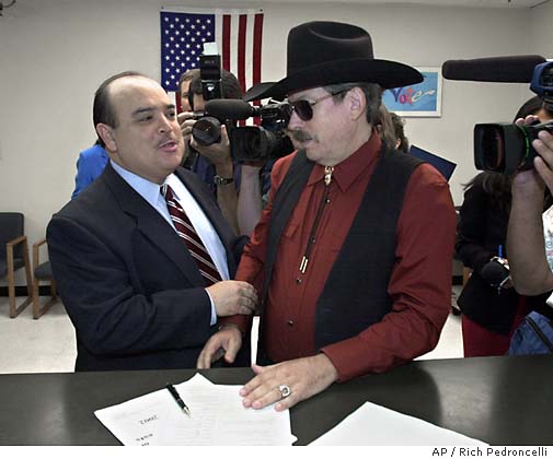 Latinos unite behind mystery man Bustamante / Few know who he is, but ...