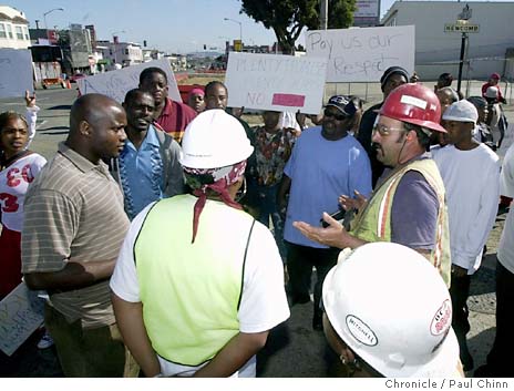 Protest shuts down Muni work / Demonstrators demand jobs on Third ...