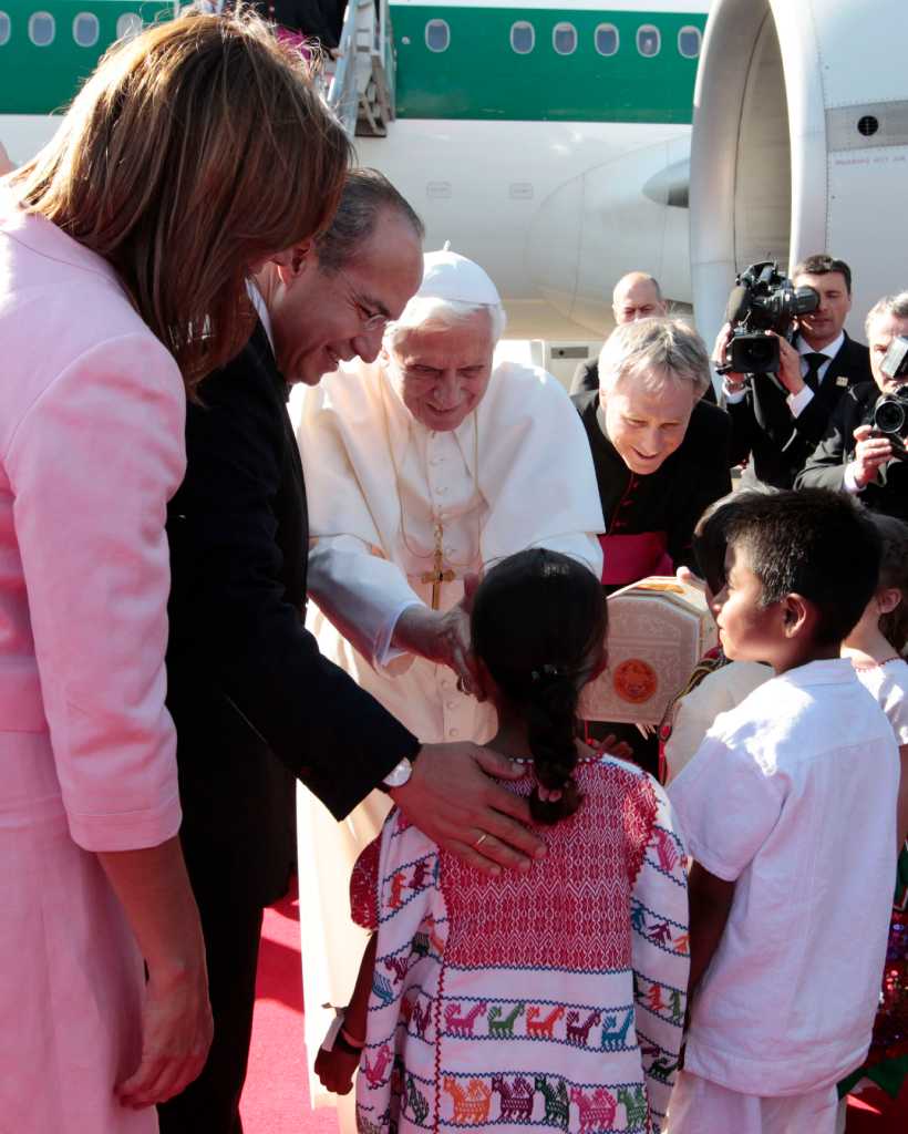 Pope lands in Mexico with a message of peace