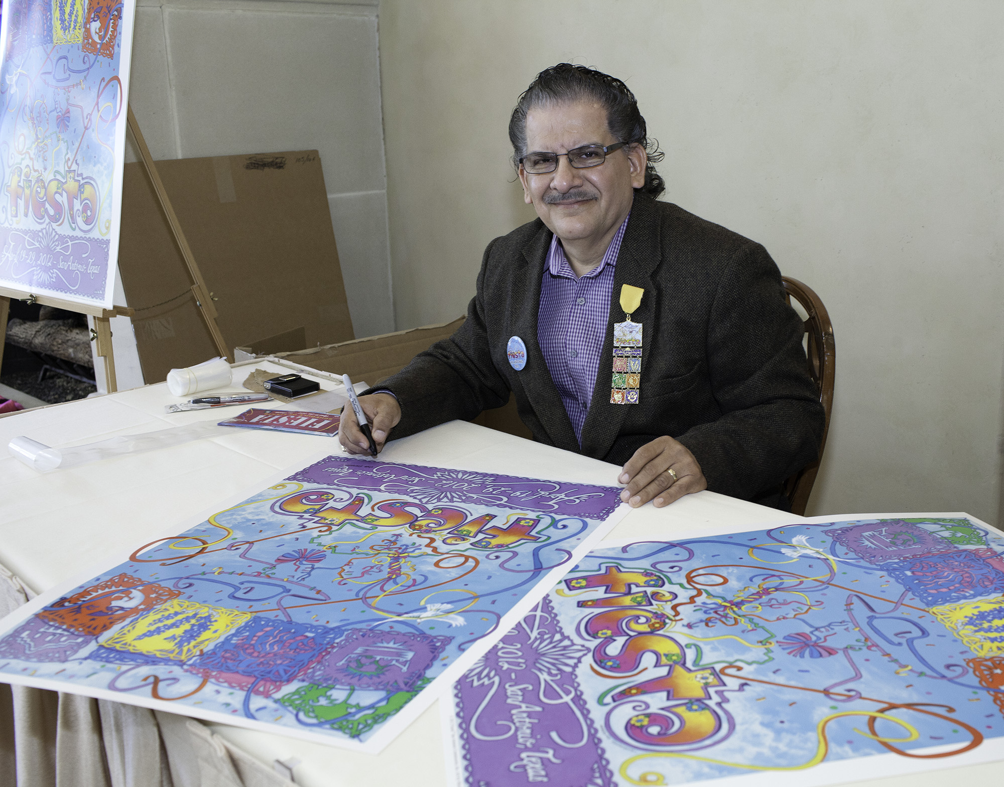 Artist inspired by paper banners