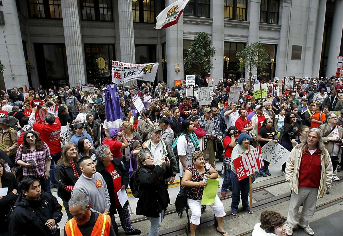 Protesters air grievances at Wells Fargo meeting