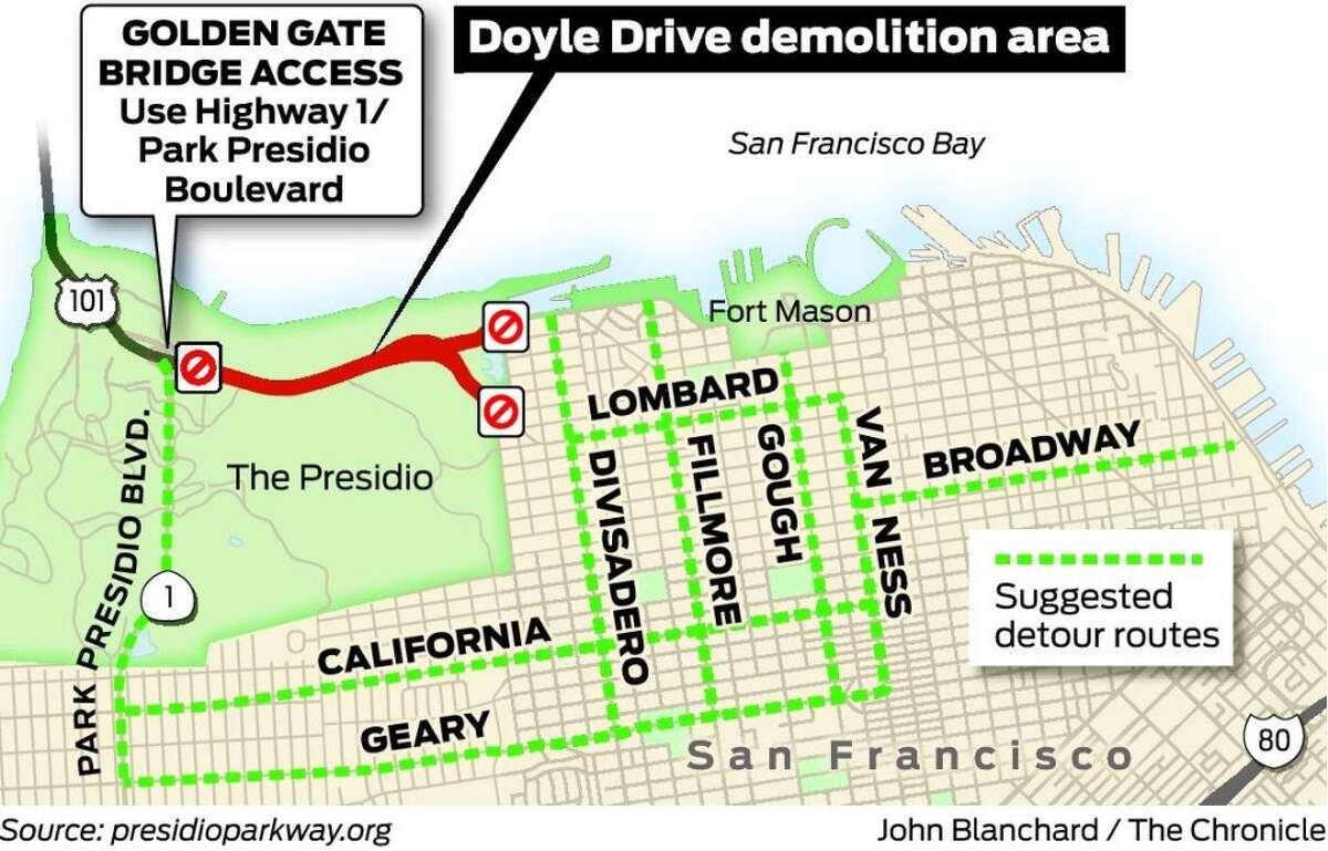 Doyle Drive demolition on track - traffic is light