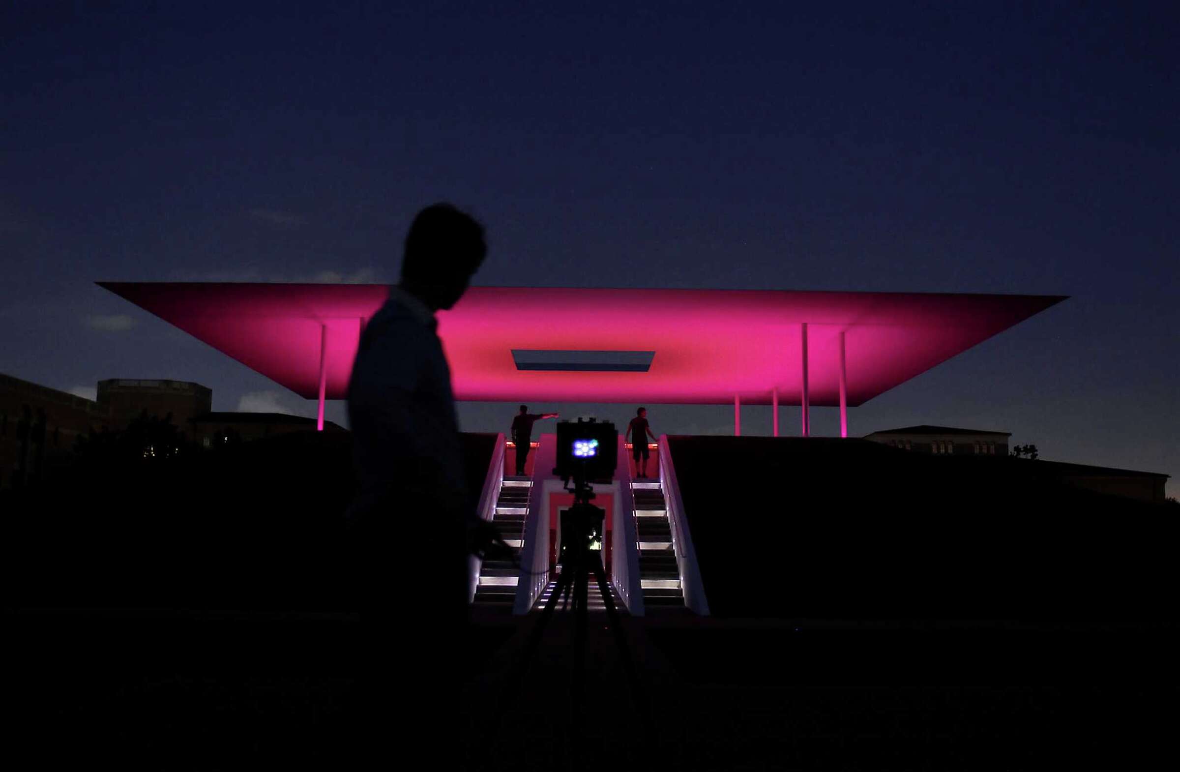 Rice skyspace performs at twilight