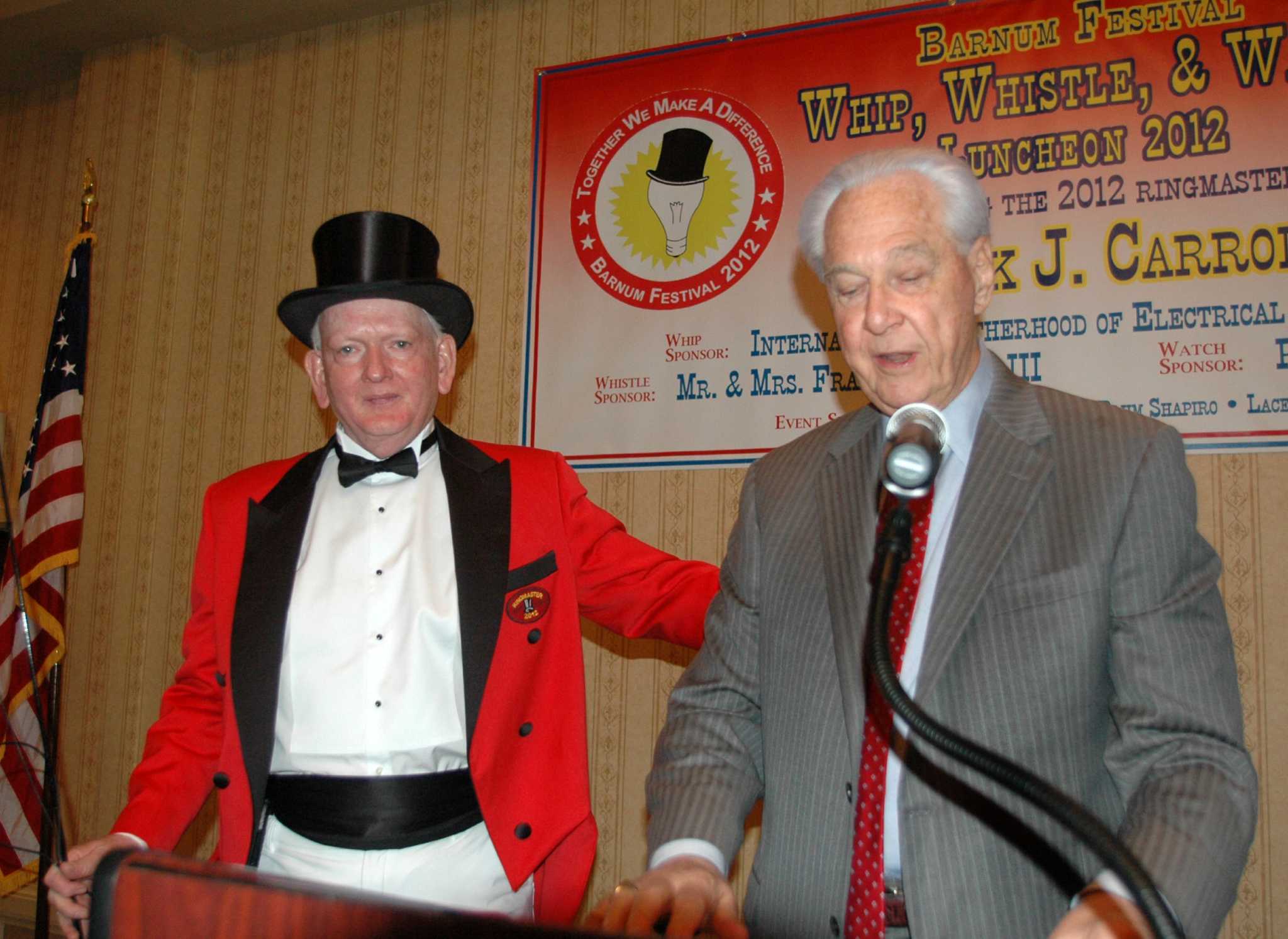 Ringmaster Frank Carroll Jr. accepts whip, whistle and watch